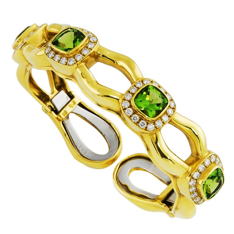 Peridot and Diamond Bangle Bracelet - Kaufmann de Suisse Diamond ...